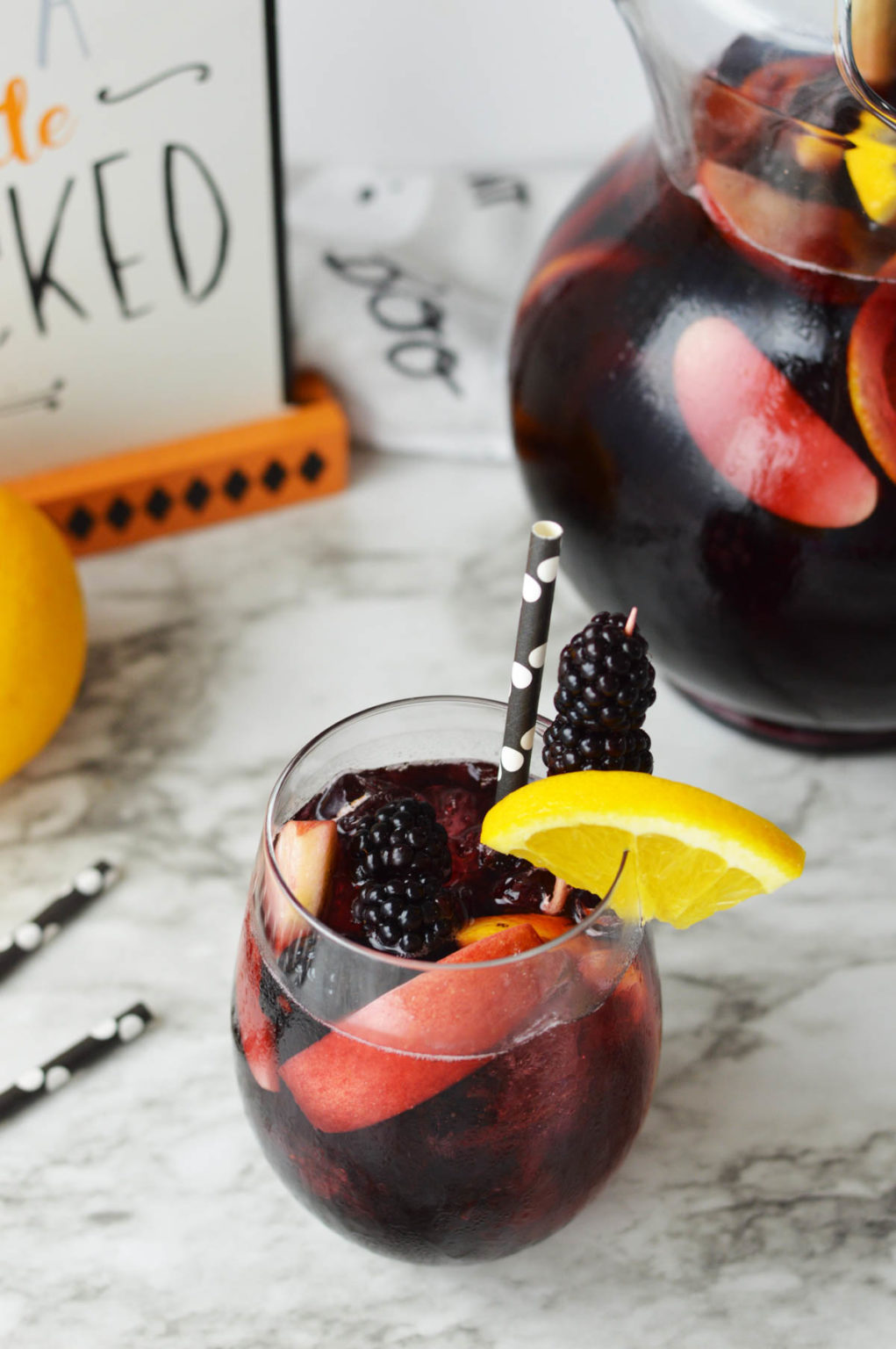Easy Halloween Sangria (Cocktail or Mocktail) - Soulfully Made