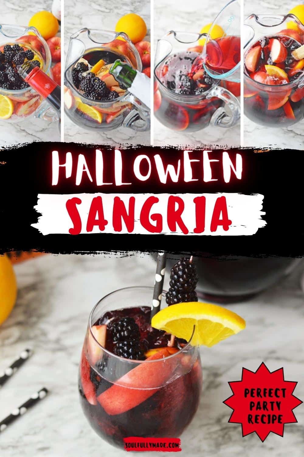 Easy Halloween Sangria (Cocktail or Mocktail) - Soulfully Made