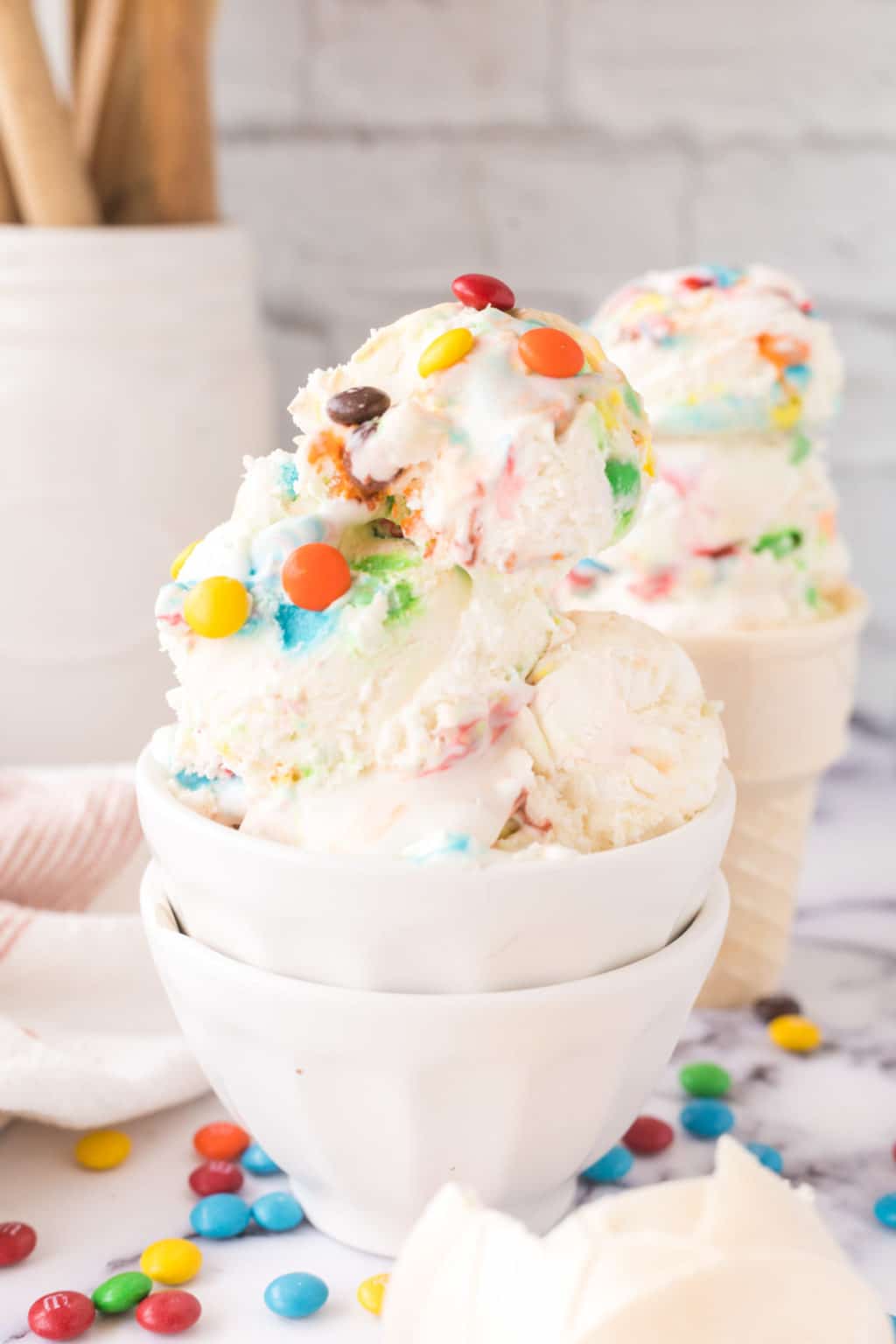 No-Churn M&M Ice Cream - Soulfully Made