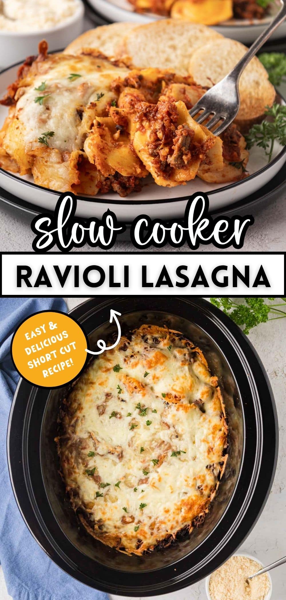 Crockpot Lasagna with Ravioli - Soulfully Made - Soulfully Made